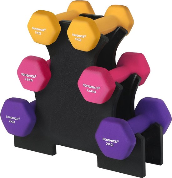 Halterset - Dumbbellset - met halterstandaard - 2x1kg 2x1.5kg 2x2kg | bol