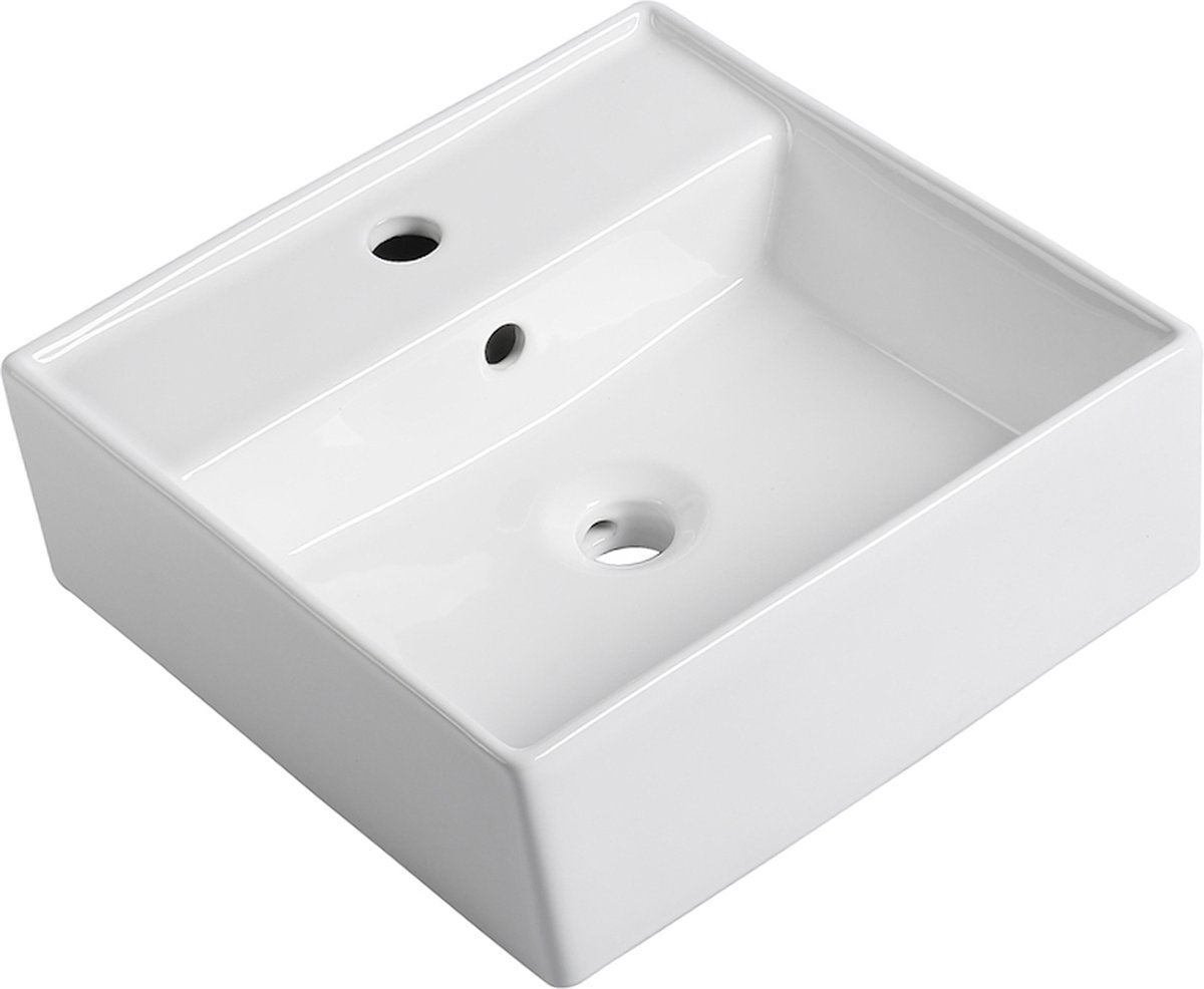 Table suspendue en teck clair avec pattes de fixation blanches et ...