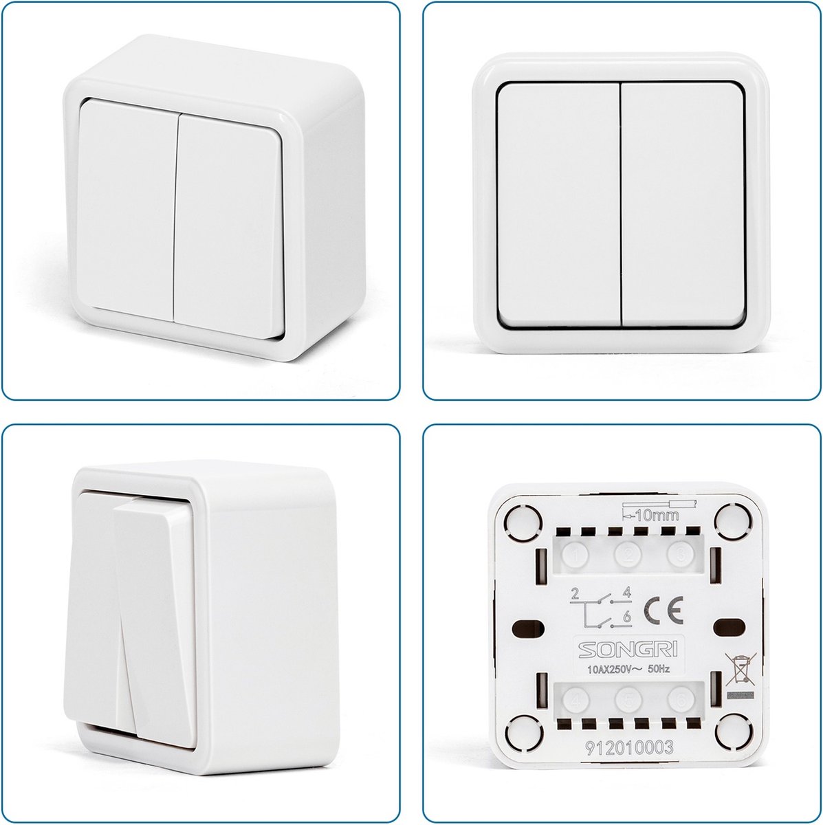 Serieschakelaar - Opbouw - Dubbel Schakelaar - Wit | bol.com