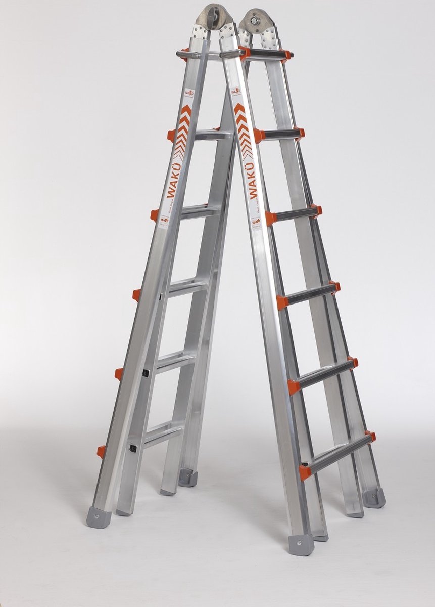 Waku Ladders Multifunctionele Ladder - 4x6 Treeds - Werkhoogte 7.30m | bol