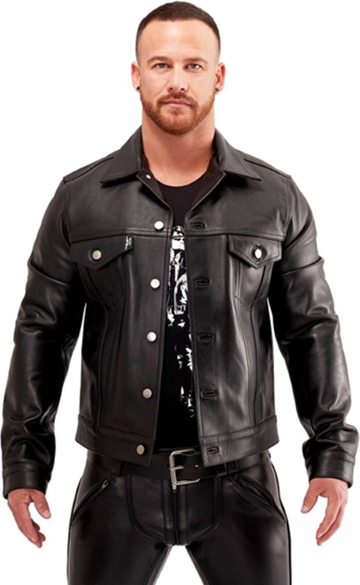 Mister B leren trucker jack - zwart - smal | bol.com