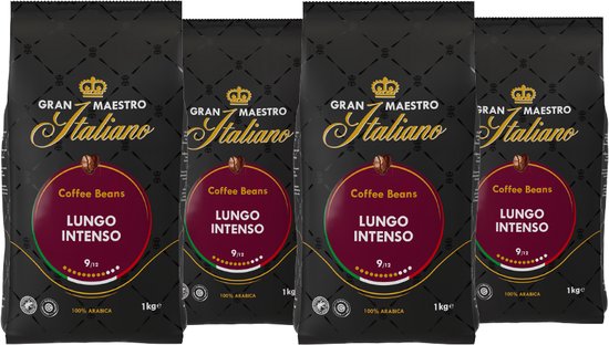 Gran Maestro Italiano - Lungo Intenso - Koffiebonen - Bonen voor Lungo - Arabica - 4 x 1kg | bol.com