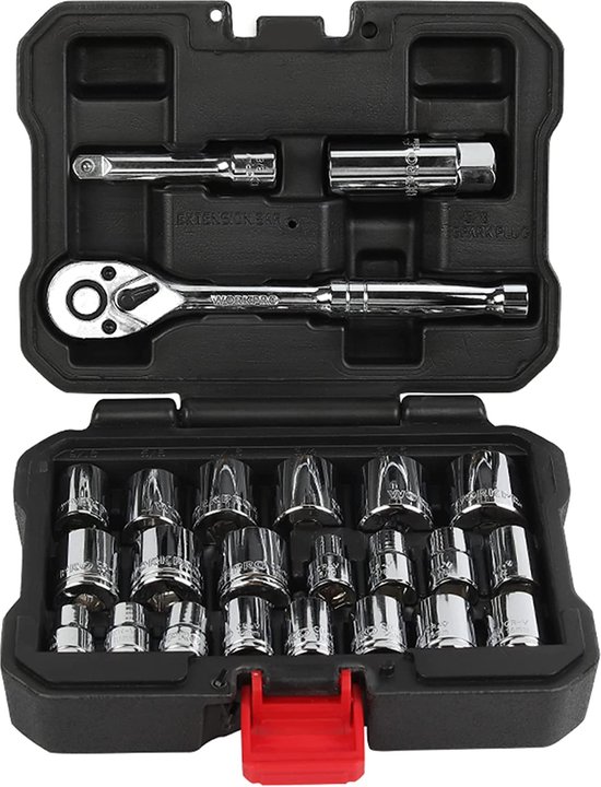 WORKPRO dopsleutelset 3/8 inch omkeerbare ratel met dopsleutel ...