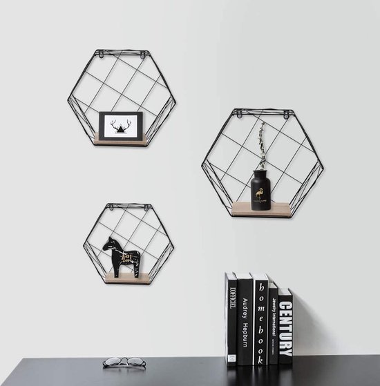 set van 3 - zwevend rek / wandrekken - Wandplank, wall shelf, | bol