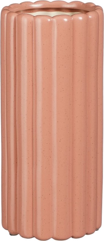 Vaas Ribbel S - Keramiek - Roze - 12 x 25 cm (Breedte x Hoogte) | bol.com