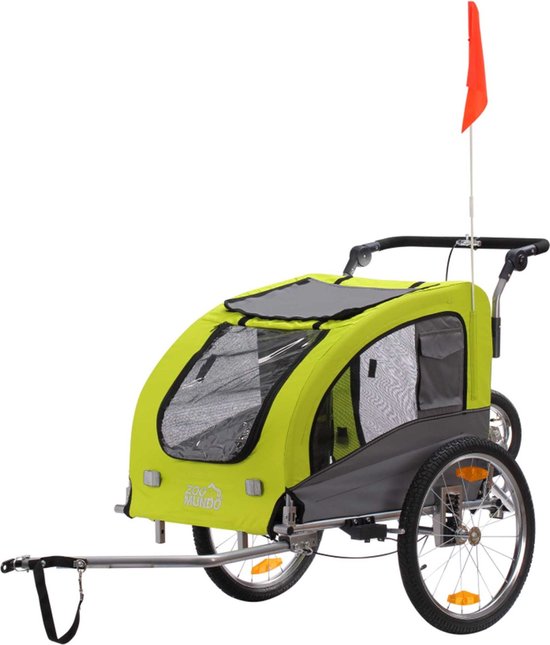 Zoomundo- Honden fietskar Lucky, transport kar hond, groen, aanhanger ...