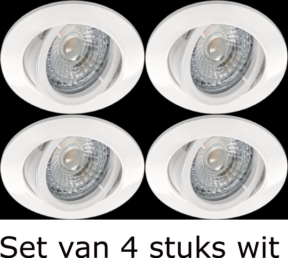 Inbouwspots set van 4 stuks wit met ledlamp 230 Volt - Led inbouwspot ...