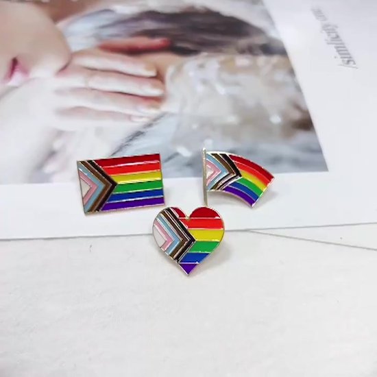 Pride pin broche - Progress pride vlag - Kledingspeld - Regenboogvlag | bol