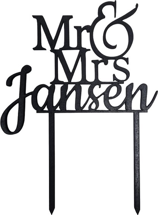 gepersonaliseerde taarttopper - Mr & Mrs - zwart | bol