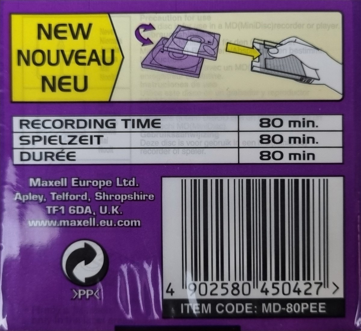 Maxell MD80 Purple Minidisc | bol.com