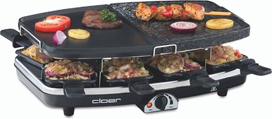 Gourmetstel - Raclette - Grillplaat - 8 Personen - 1200W - Zwart | bol.com