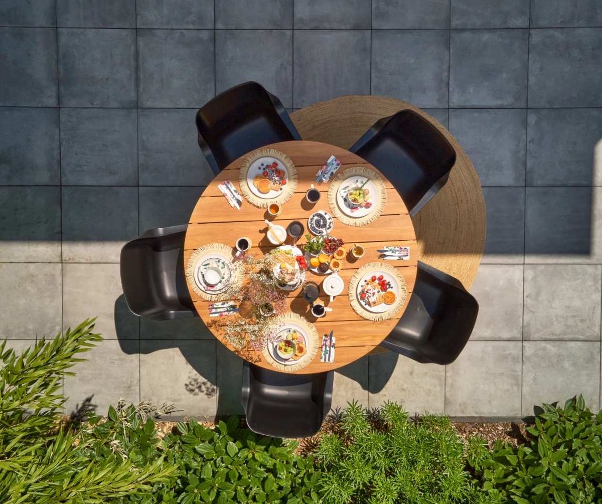 Hartman Stephanie Ronde Tuintafel Wit 150 Cm - Natural Teak | bol.com