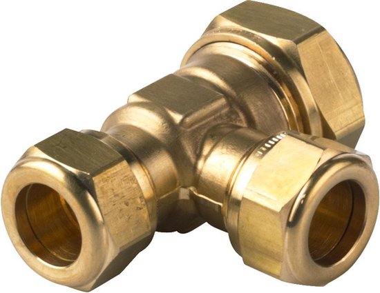 Vsh Knelfitting t stuk 22 x 22 x 15 mma 20 stuks knel messing | bol.com