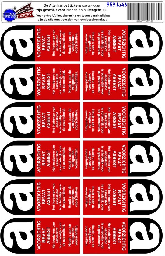 Asbest waarschuwing stickers set 12 stuks | bol