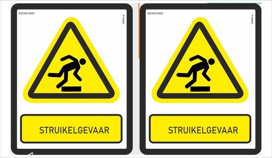ISO 7010 - W007 Struikelgevaar M set 2 stickers 14x18 cm | bol.com