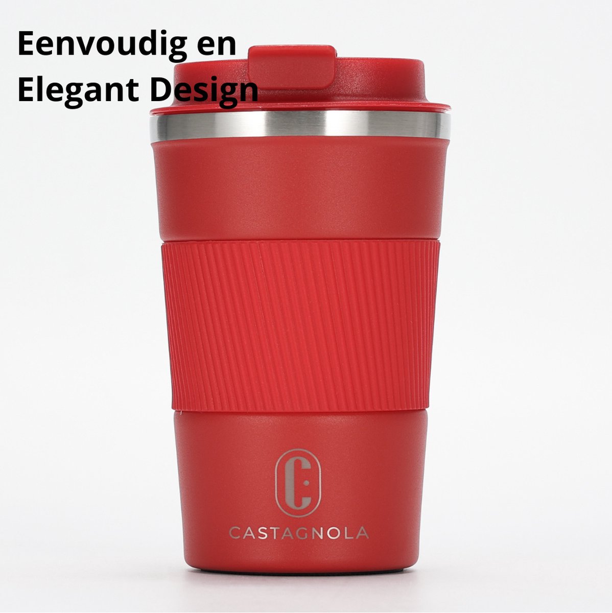 Castagnola Design RVS Koffiebeker To Go - Rood - 380ml - Thermosbeker ...