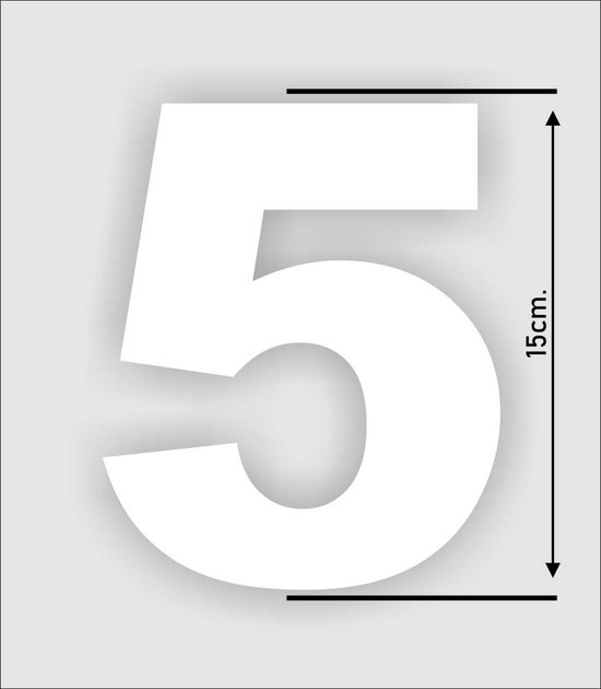 Cijfer 5, per stuk, als sticker 15 cm. hoog | bol.com
