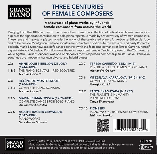 Various Artists - Three Centuries Of Female Composers (10 CD), various artists | Muziek | bol