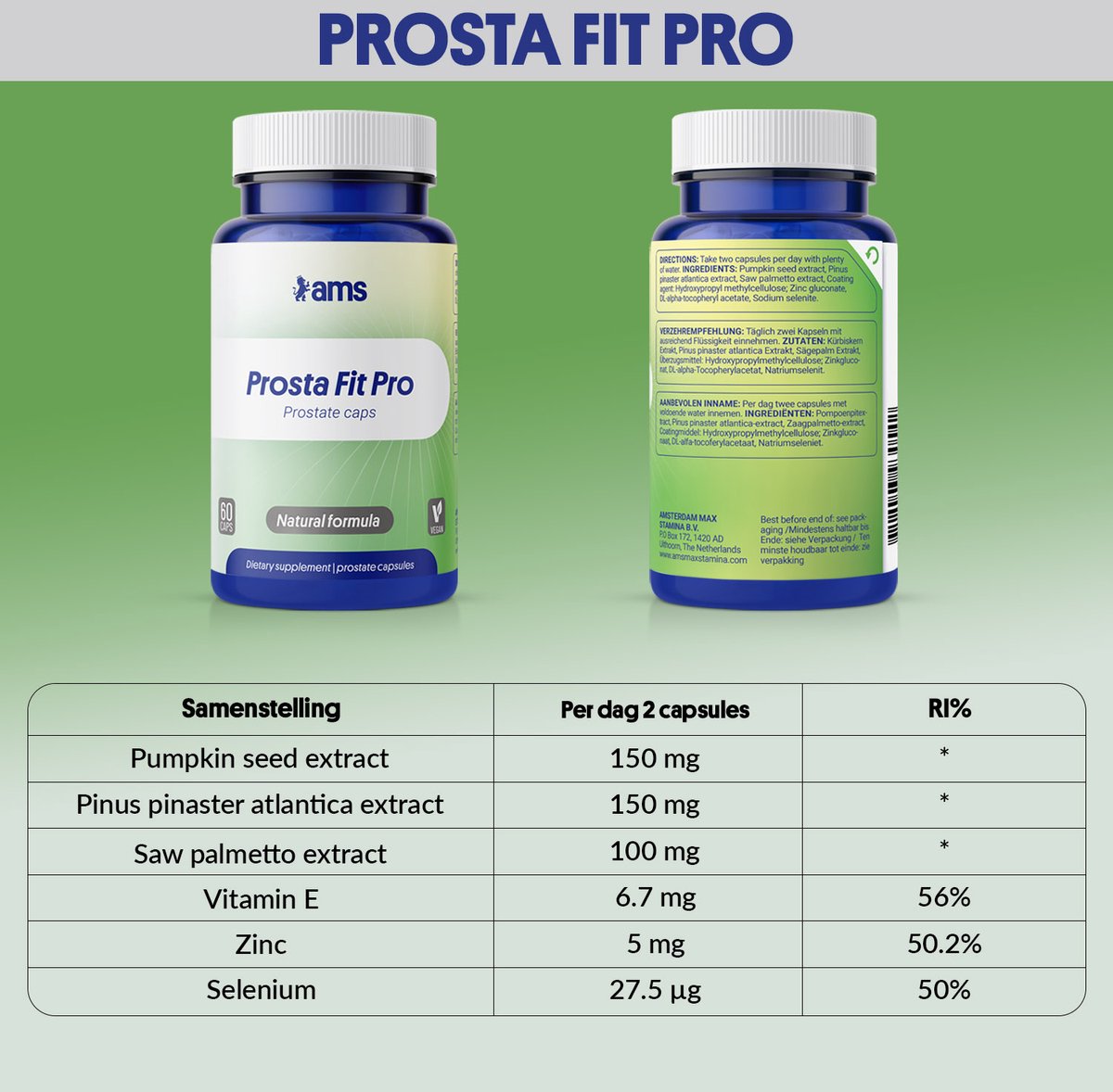 Prosta Fit Pro | 60 vegan caps | Prostaat, Potentie & Urinewegen ...