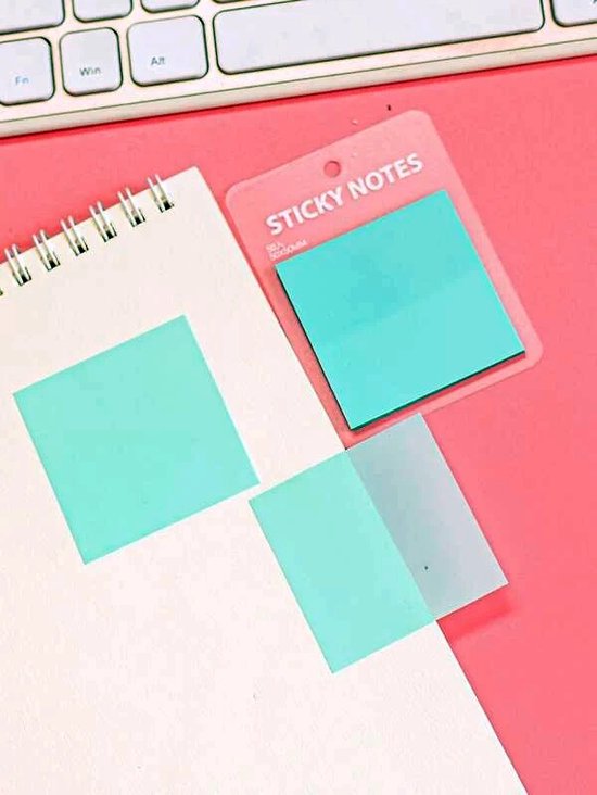 Transparante sticky notes 50 vel - Mintgroen- PET - Memoblok ...