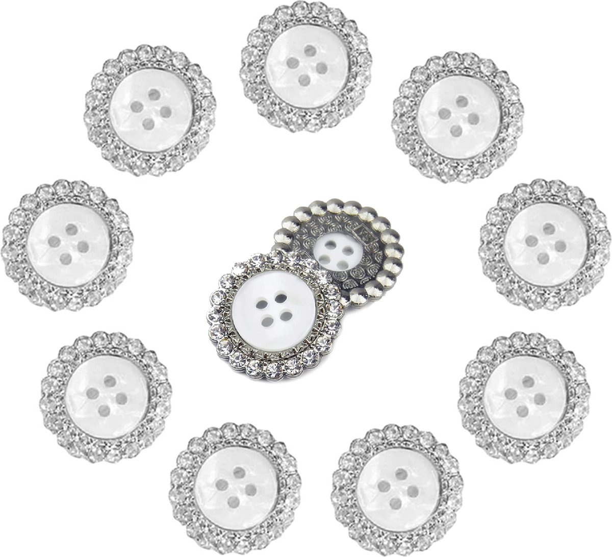 10 Stuks - Strass Ronde Knopen - Metalen Kristal Knoop - Platte Steen ...