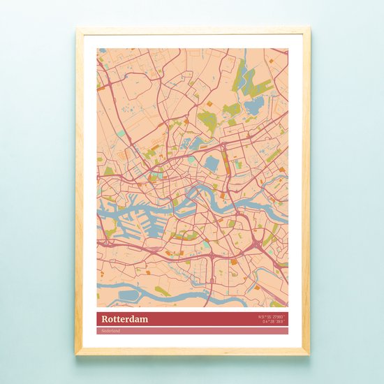 Ditverzinjeniet.nl Poster Plattegrond Rotterdam - Retro (A4 Formaat) | bol