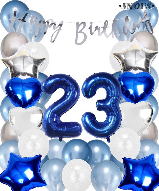 Snoes Ballonnen 23 Jaar Set Mega Blauw Zilver Ballon - Compleet ...