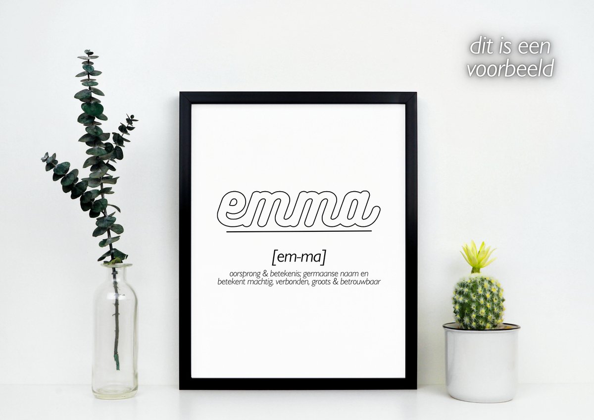 Gepersonaliseerde (baby) namen poster - A4 formaat inclusief lijst | bol