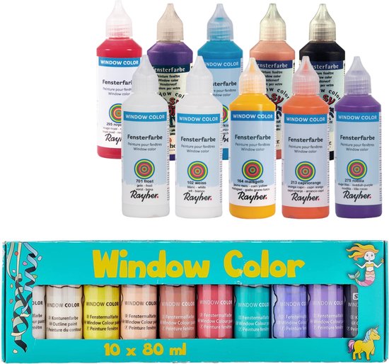 Raamverf 10 x 80 ml | Verf 10 kleurig - raamdecoratie | bol.com