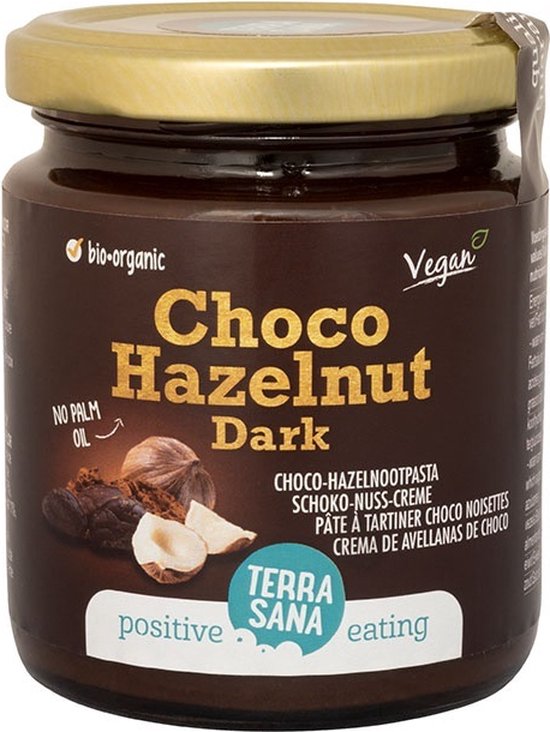 Terrasana Choco-Hazelnootpasta Dark 250GR | bol.com
