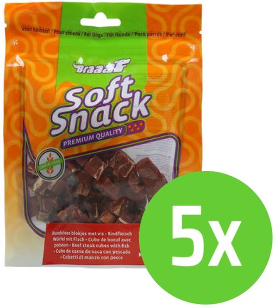Braaaf Beef Steak Cubes - Hondensnack - 85 gram - 5 verpakkingen | bol.com