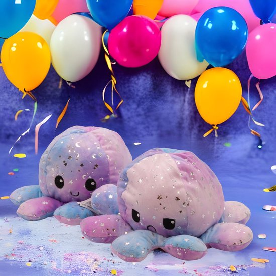 Grote Octopus Knuffel Mood – XL 30cm - Emotie Knuffel Omkeerbaar ...