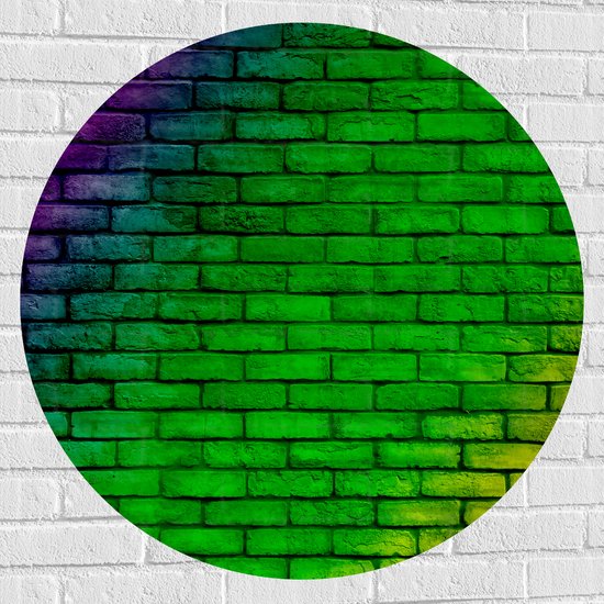 Muursticker Cirkel - Muur in Regenboog Kleuren - 90x90 cm Foto op ...