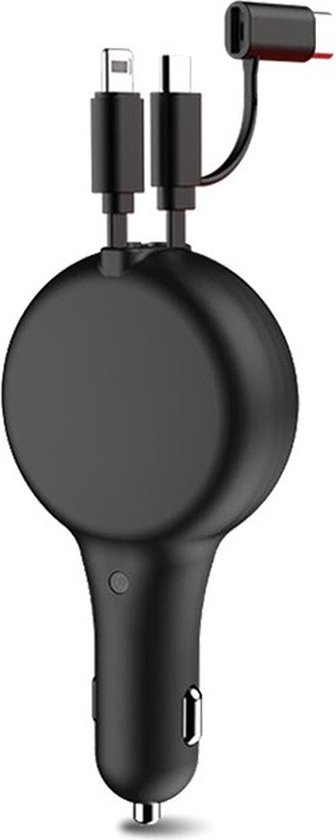 12v Adapter Zwart Autolader Splitter Auto Micro USB USB-C Lightning ...