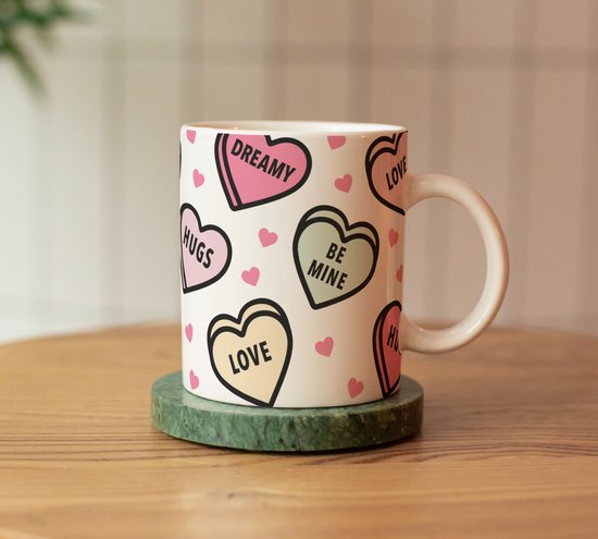 Koffiemok Love Hearts - Drinkbeker - Zelfliefde - Affirmatie - Liefde -... | bol