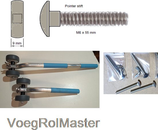 Set van 7 RVS voegpennen 9mm - VoegRolMaster, Ergo Pointer ...