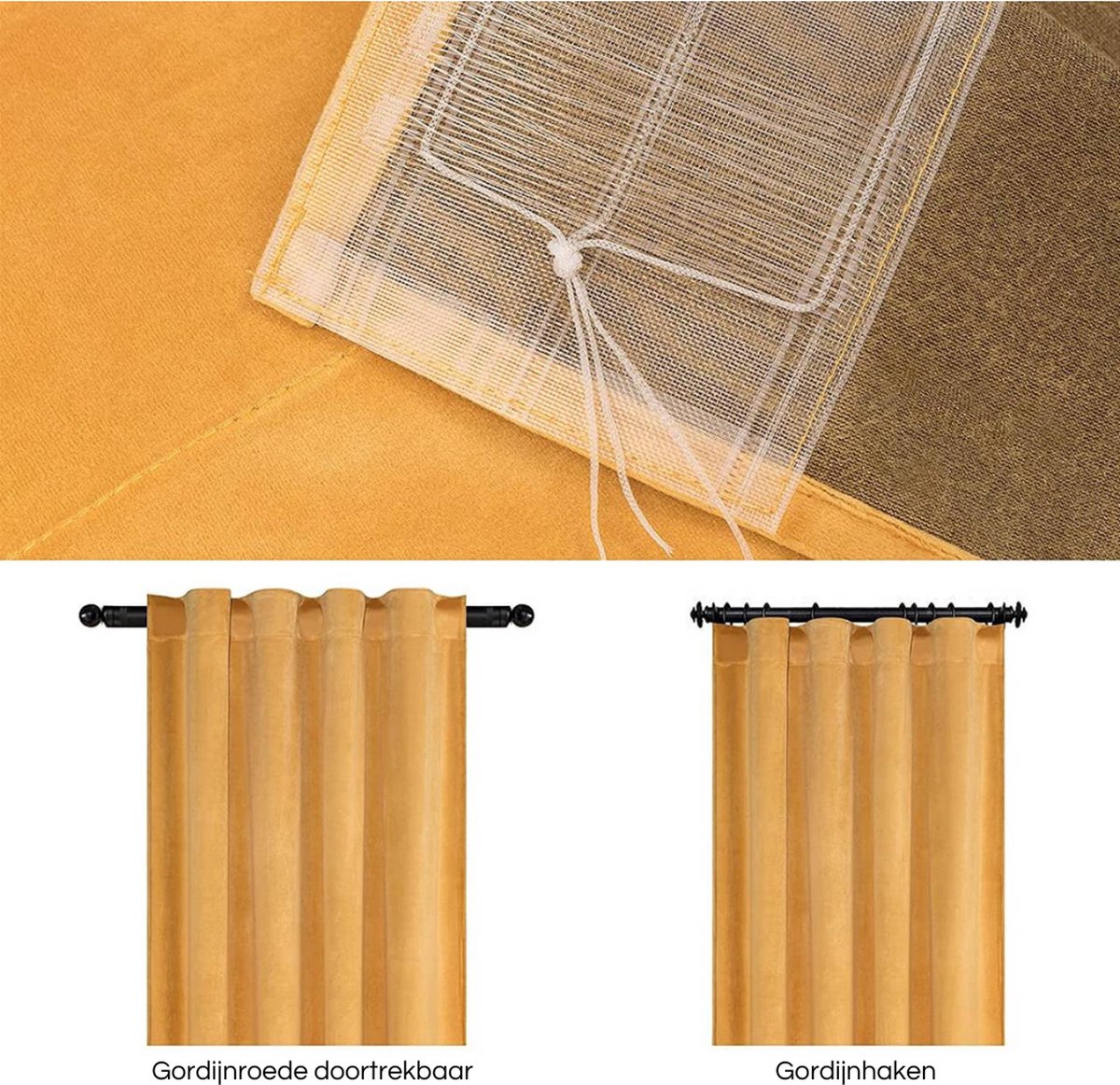 Kamyra® Gordijnen - 2 stuks - Velvet - 100% Polyester - Gordijnroede ...