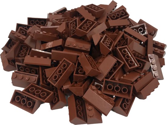 100 Bouwstenen 2x4 dakpan 45 graden | Bruin | Compatibel met Lego ...