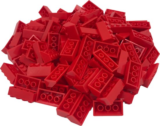 100 Bouwstenen 2x4 dakpan 45 graden | Rood | Compatibel met Lego ...