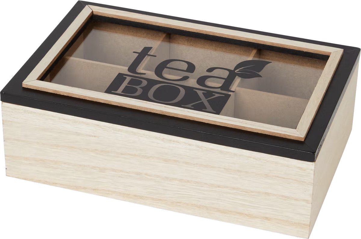 Theebox 6 vakjes theedoos hout 6 vaks | bol.com