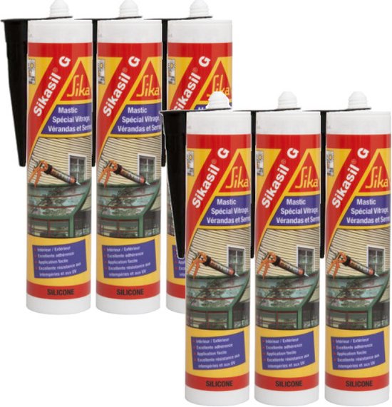 Set van 12 elastische siliconenkit - SIKA Sikasil G - Grijs - 300ml | bol