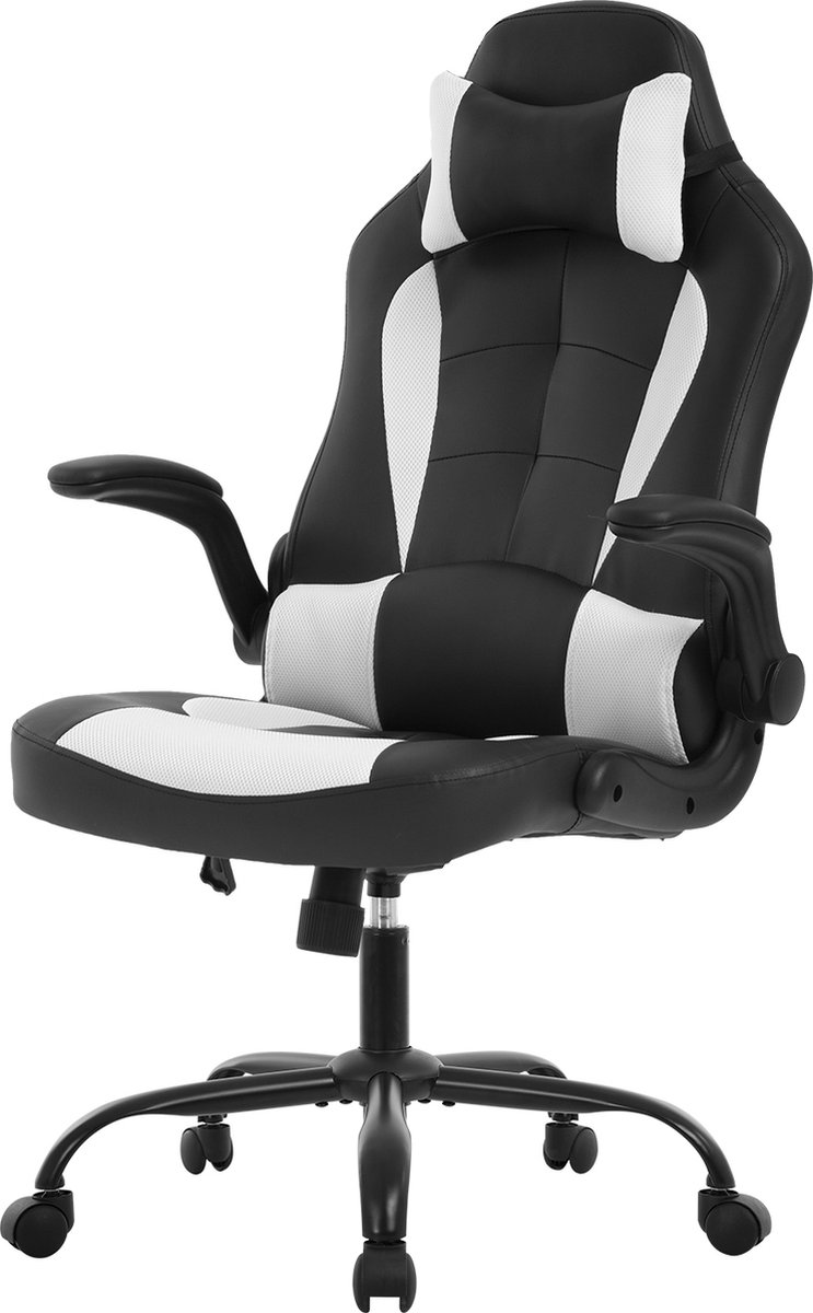 Best Office OC-RC66-White, Ergonomische gaming stoel met hoofsteun en lendensteun,... | bol