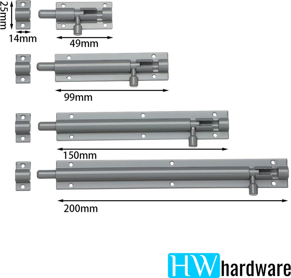 Schuifgrendel - grijs - 100 mm | bol.com