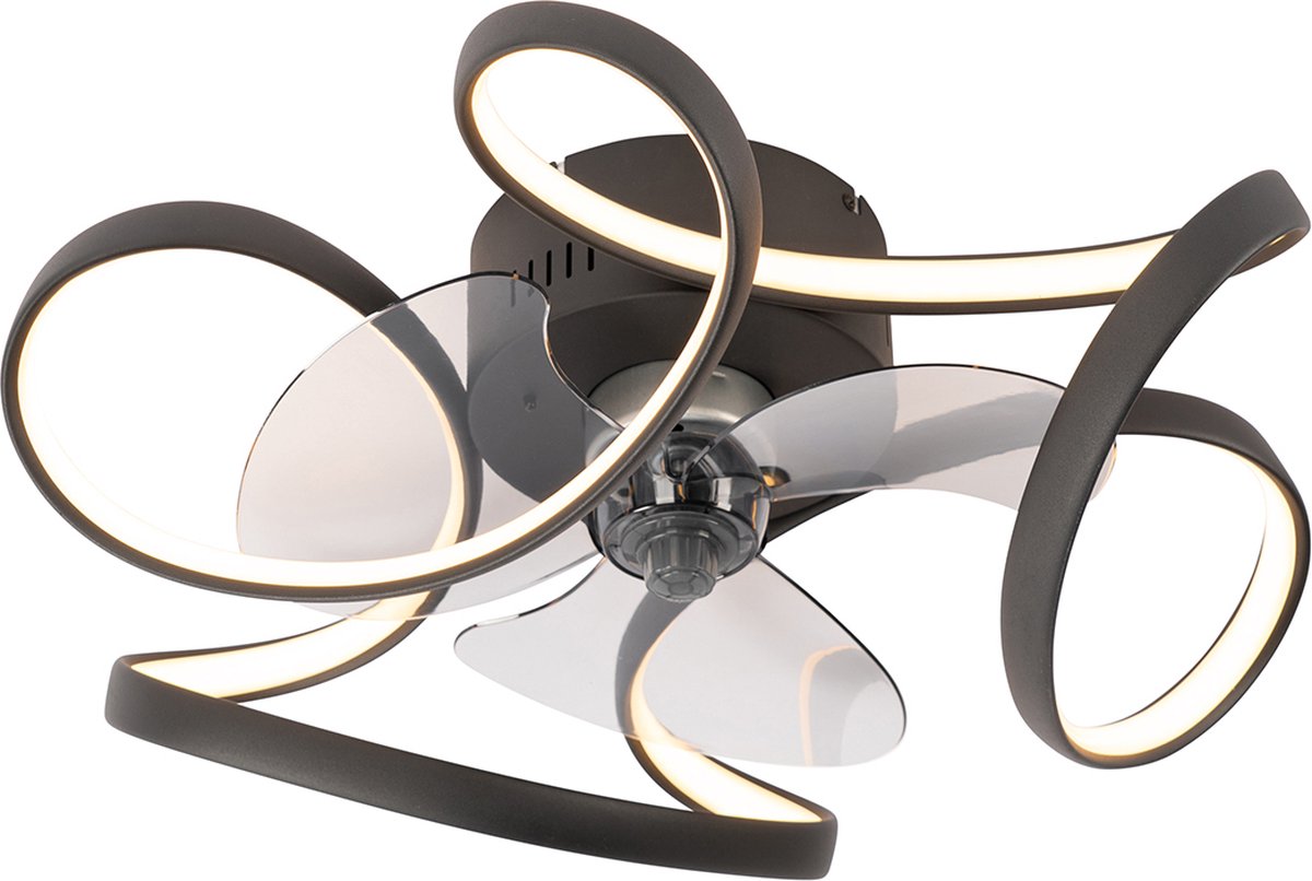 QAZQA mandy - Design LED Dimbare Plafondventilator met lamp met Dimmer ...