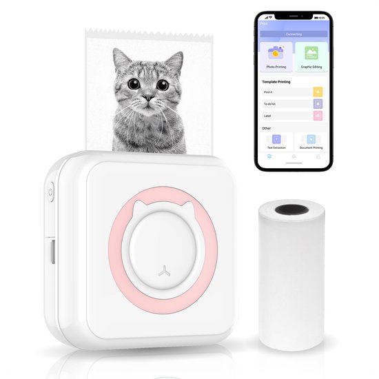 Mini Printer voor Mobiel - Bluetooth Pocket Printer - Roze | bol