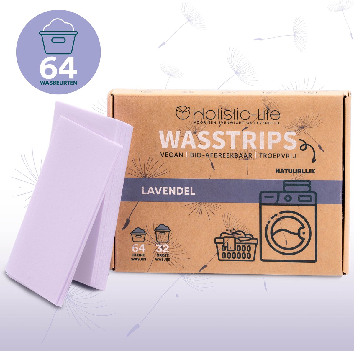 Natuurlijke Wasmiddeldoekjes - Lavendel Wasstrips 64 Wasbeurten Incl ...