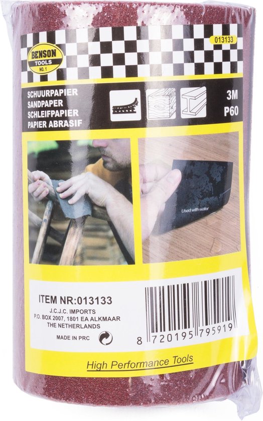 Benson Schuurpapier op rol - korrel 60 - 3 meter - flexibel en duurzaam ...