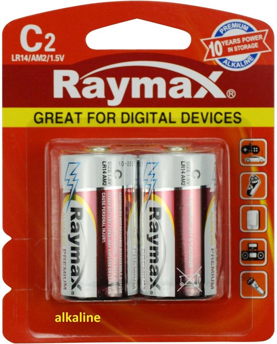 Raymax Ultra alkaline batterijen - type C - 1.5V - 7500mAh - 2 stuks | bol