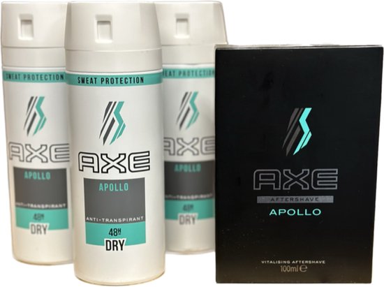 AXE Apollo Dry Pakket - 3 x 150 ml Deo + After Shave 100 ml | bol.com