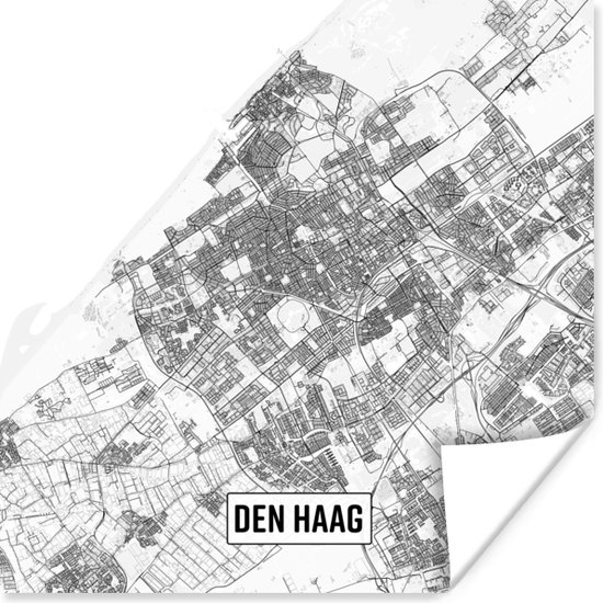 Poster Stadskaart Den Haag - 100x100 cm XXL - Plattegrond | bol